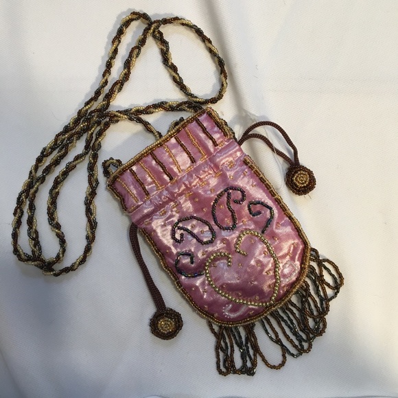 Bags | New Hand Sewn Drawstring Purse Wbeaded Strap | Poshmark